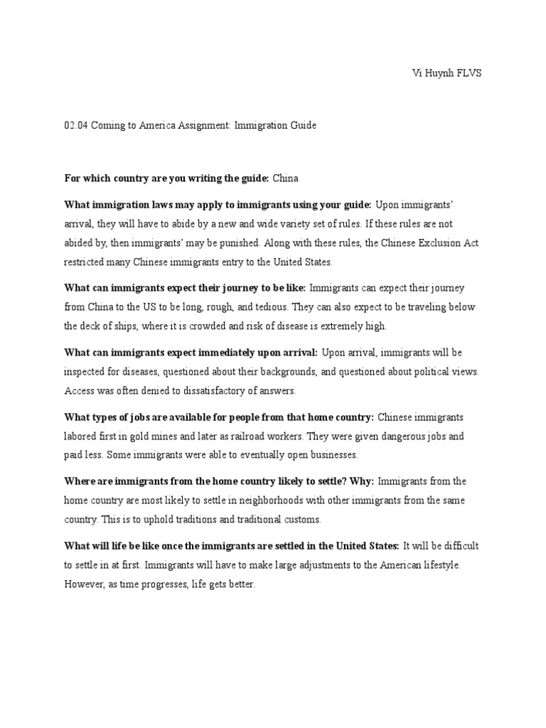 02.04 Coming To America Assignment | PDF