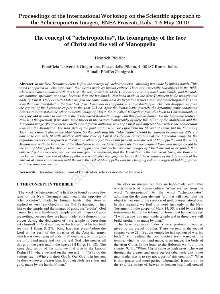 Pfeiffer, H., The Concept of Acheiropoietos, The Iconography of The ...