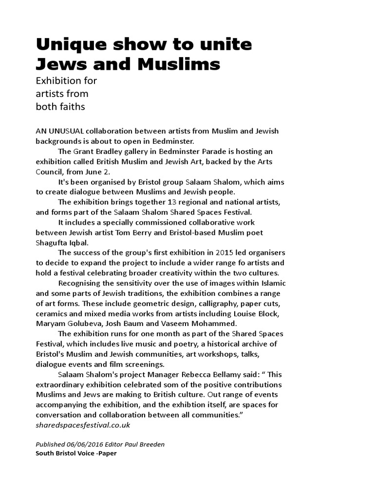 British Muslim and Jewish Art Exhibition | PDF | Art