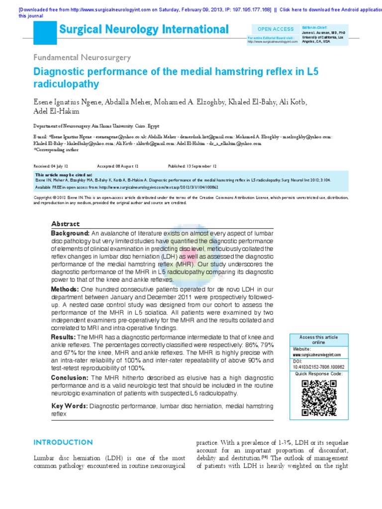 1.medial Hamstring Reflex | PDF | Sensitivity And Specificity ...