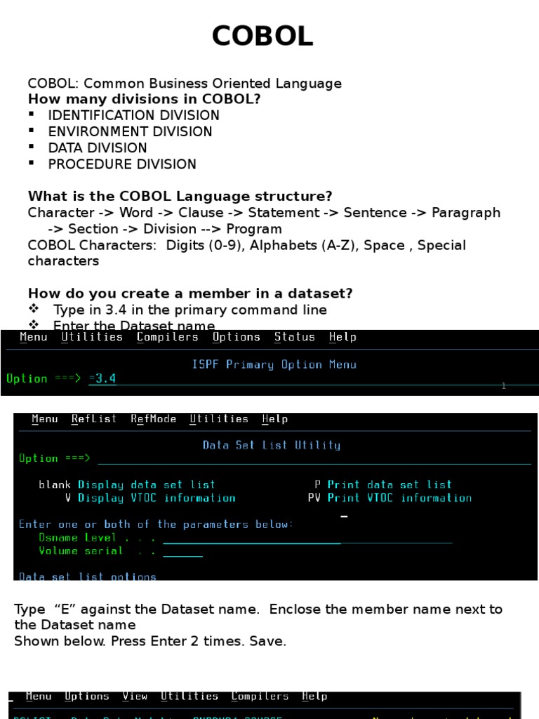 Cobol: How Many Divisions in COBOL? | PDF | Computer Data | Computing