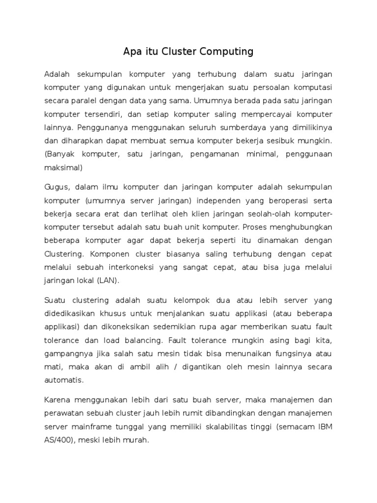 Cluster Computing | PDF | Komputer
