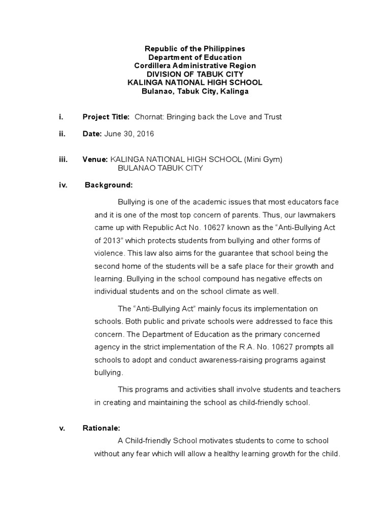 Project Proposal - Anti-Bullying | Bullying | Evaluation