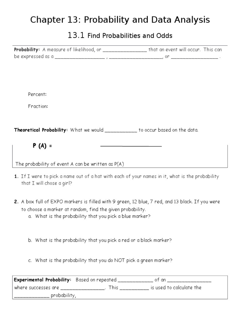 Chapter 13 Notes Part 1 | PDF | Odds | Probability