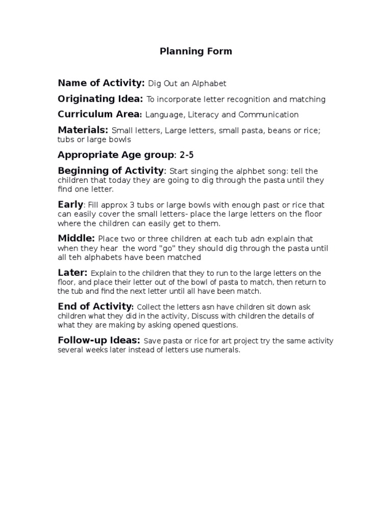 Planning Form 6 | PDF