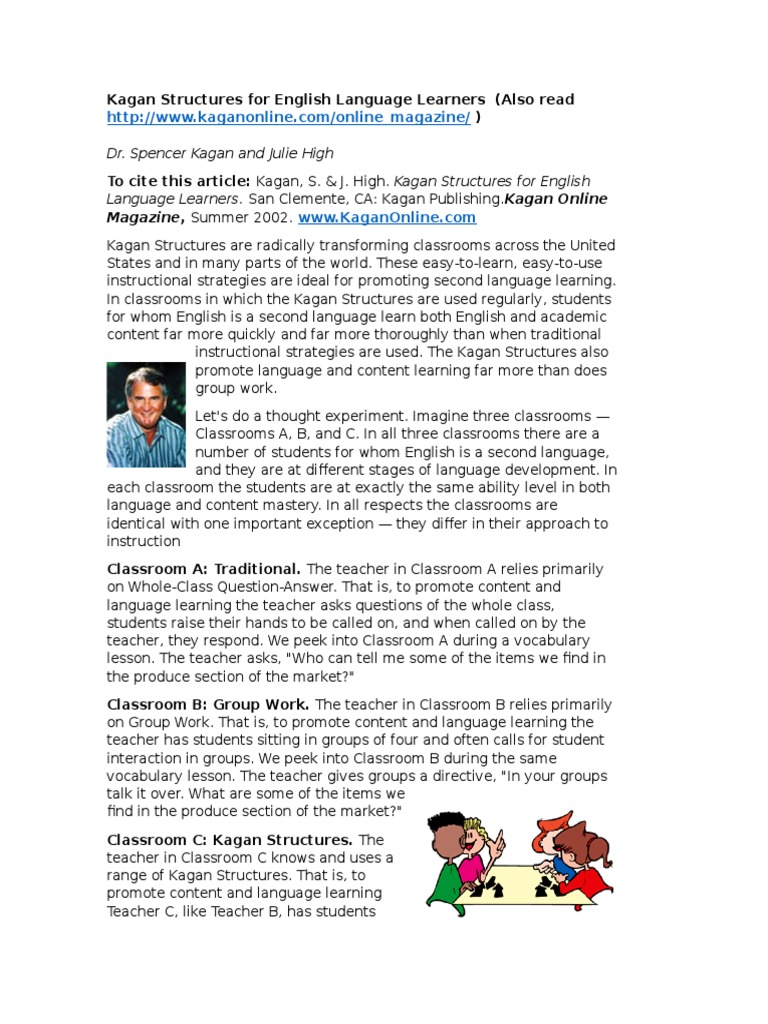 Kagan Structures For English Language Learners 1 | PDF | Second ...
