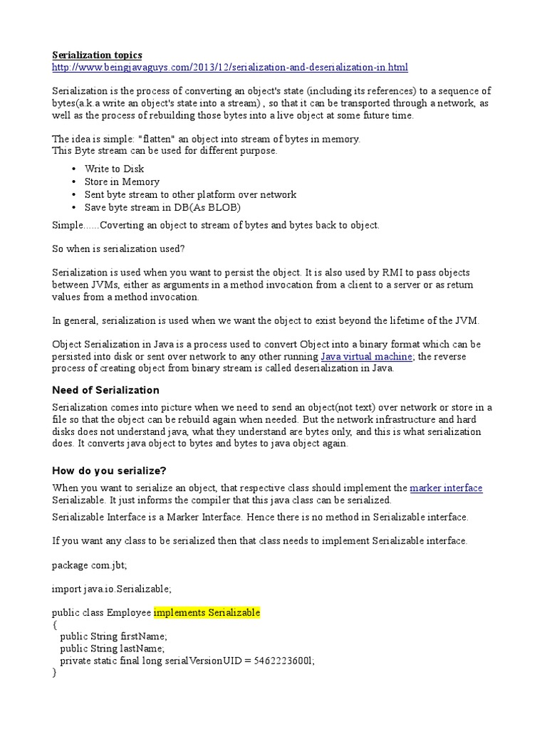 Java Serialization | Download Free PDF | Inheritance (Object Oriented Programming) | Method ...