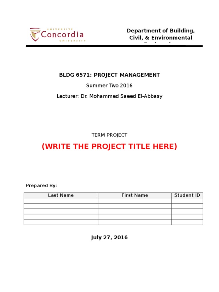 BLDG 6571 Project Management Overview | PDF