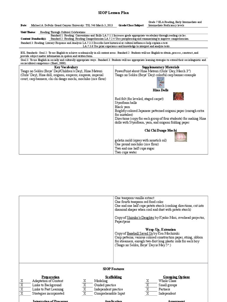 Unit Plan Reading in A Multicultural Classroom Japanese Girls Day ...