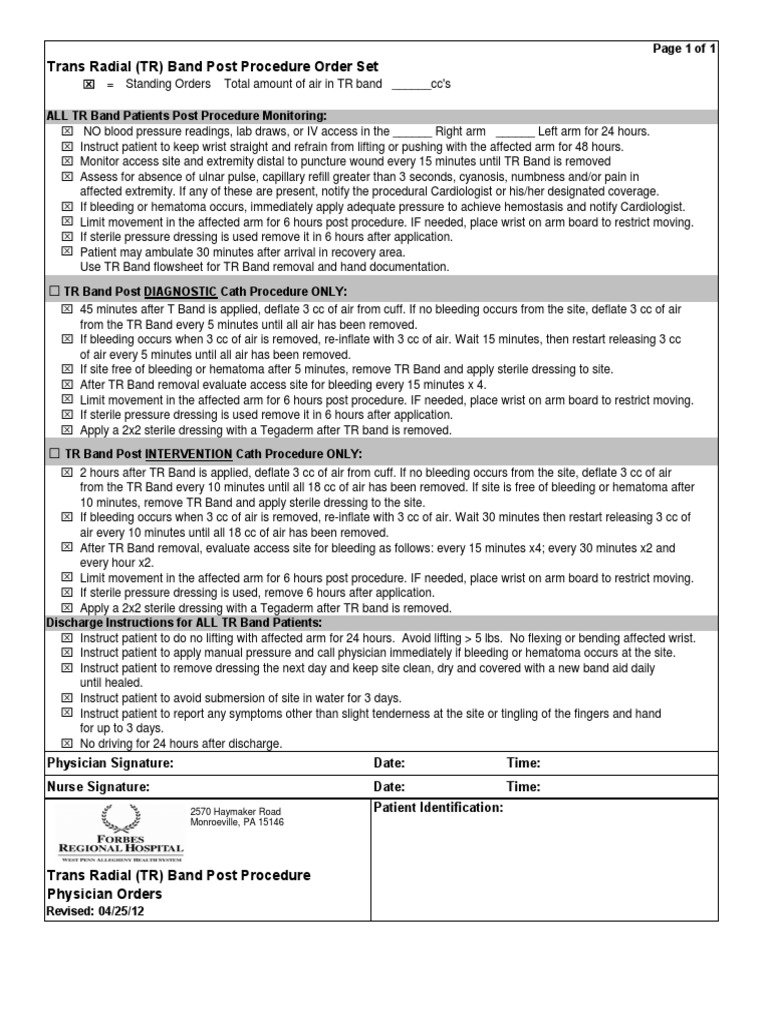 TR Band Post-Procedure Care Guidelines | PDF | Diseases And Disorders ...