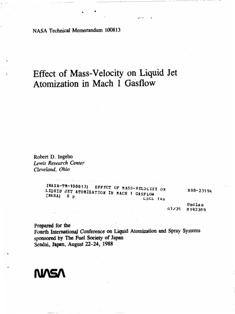 Effect Mass-Velocity Liquid Atomization Mach Gasflow: Of' On 1 | PDF | Continuum Mechanics ...