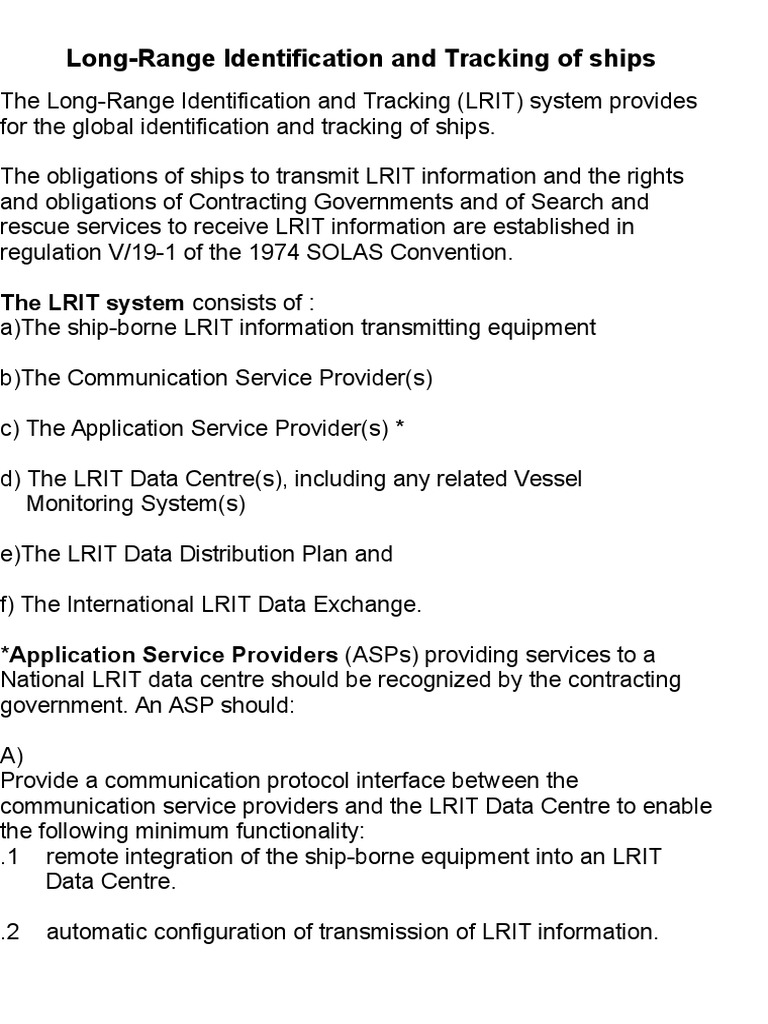 Overview of the Long-Range Identification and Tracking (LRIT) System ...