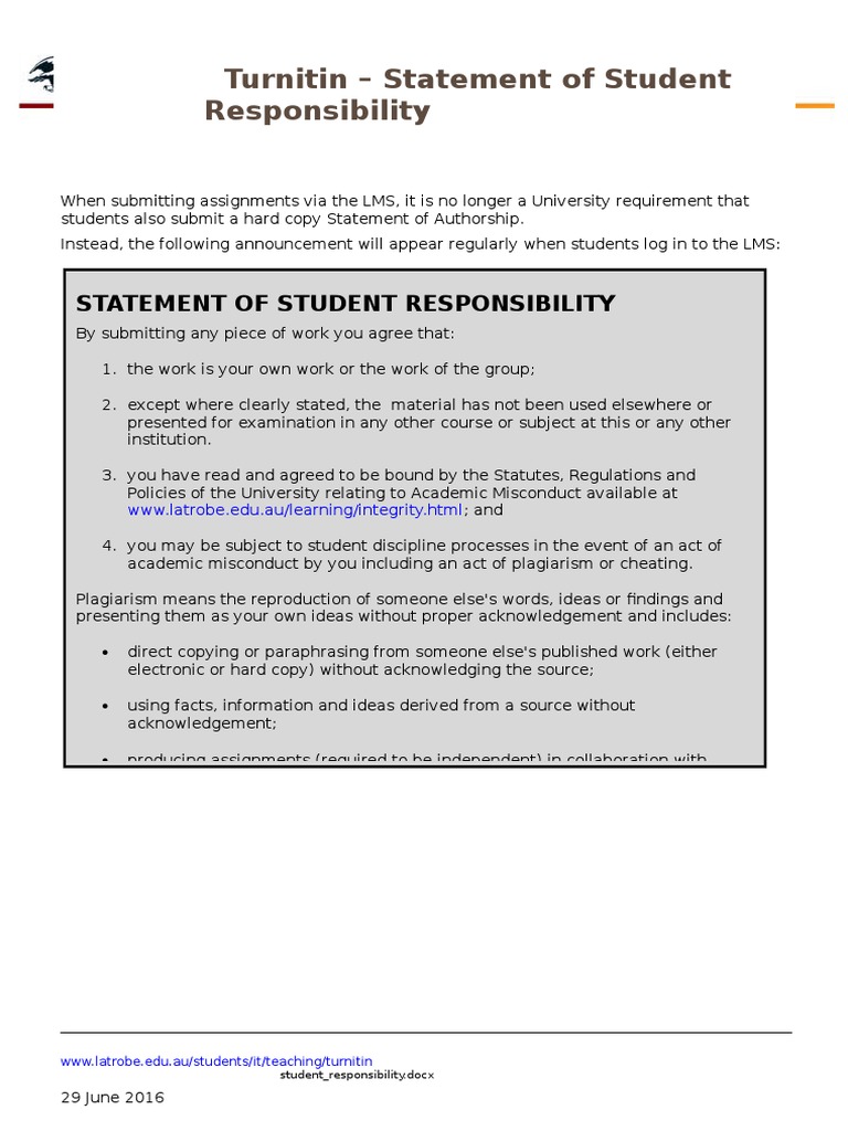 Turnitin Student Responsibility Guidelines | PDF | Career & Growth ...