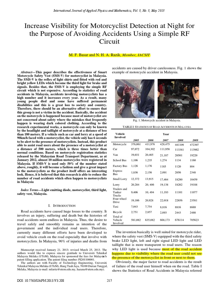 Increase Visibility For Motorcyclist Detection at Night For The Purpose ...