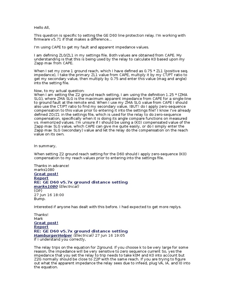Great Post! RE: GE D60 v5.7x Ground Distance Setting: Marks1080 | PDF ...