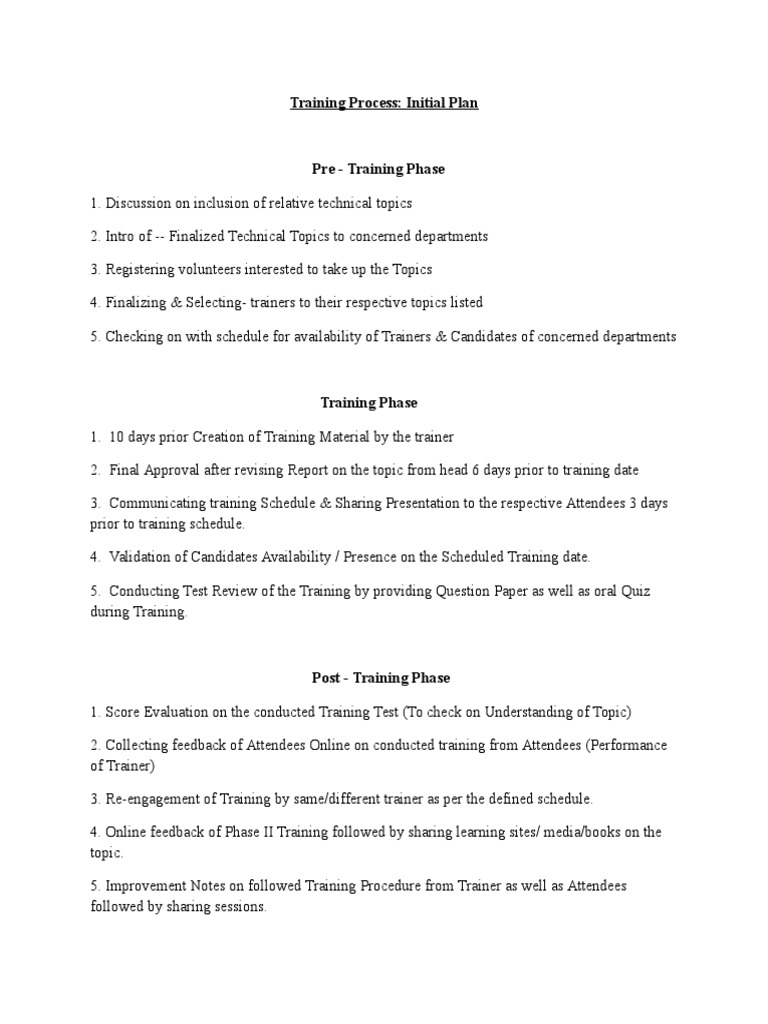 Comprehensive Training Process Plan | PDF | Career & Growth