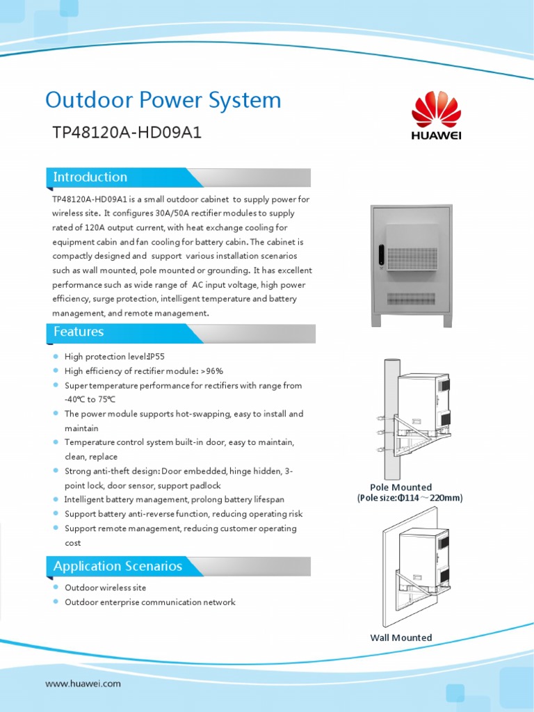 Huawei Outdoor Power System Datasheet | Rectifier | Electric Power System
