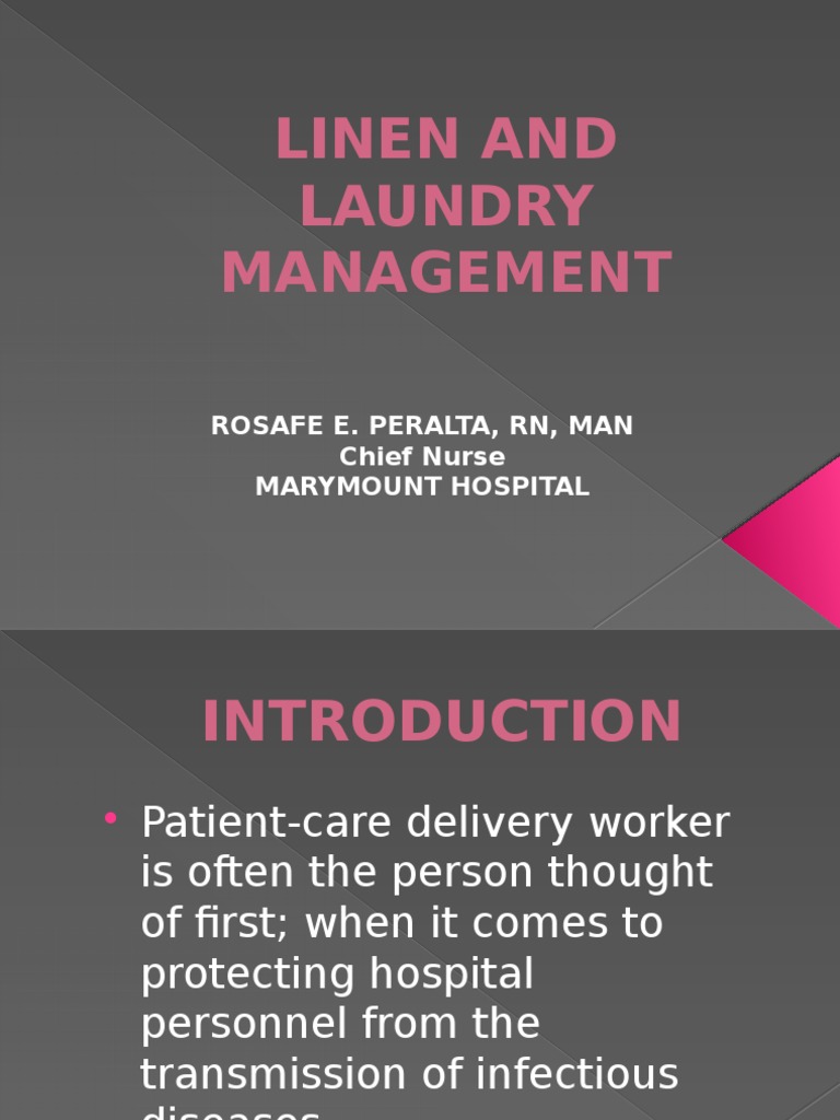 Infection Control On Linen and Laundry Management | PDF | Infection ...