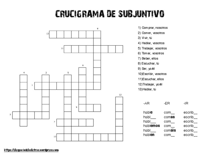 Crucigrama Presente de Subjuntivo | PDF