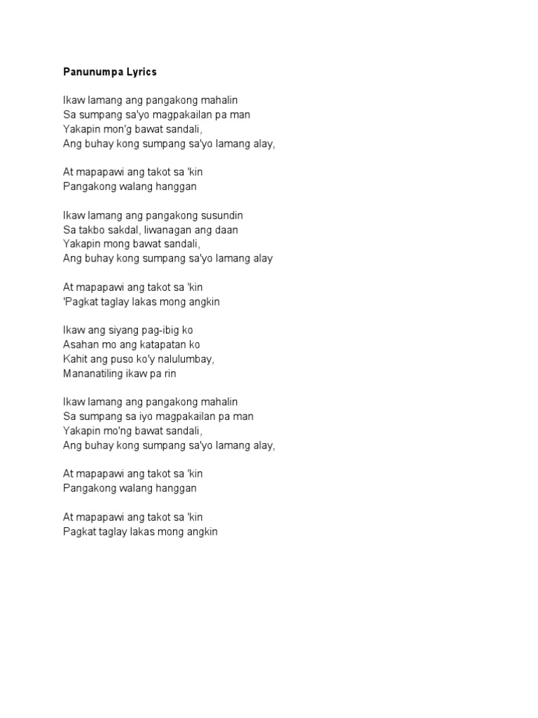 Panunumpa Lyrics | PDF