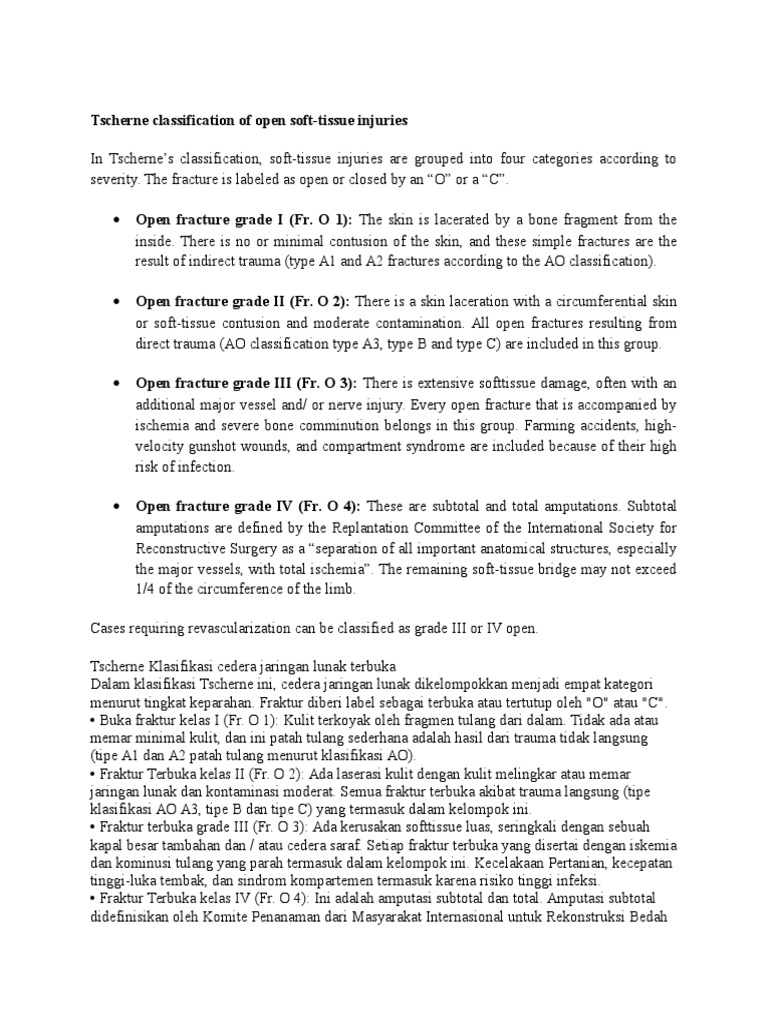 Klasifikasi Tscherne Open Soft-Tissue Injury | PDF | Amputation | Wound