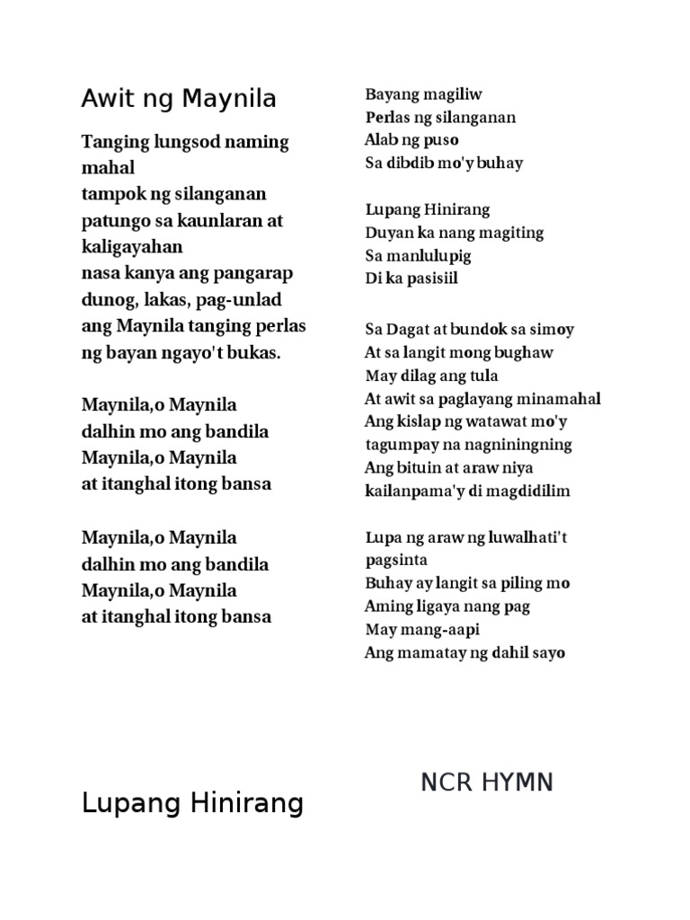 Awit NG Maynila | PDF