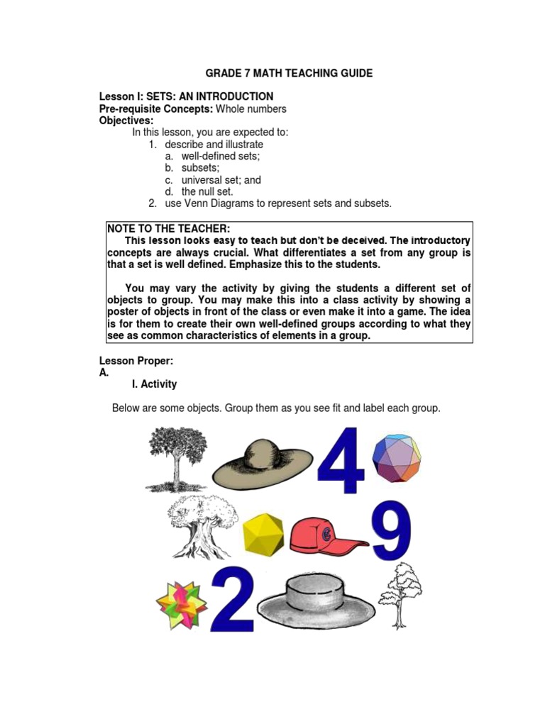 Grade 7 Math: Sets and Venn Diagrams | PDF | Multiplication | Subtraction