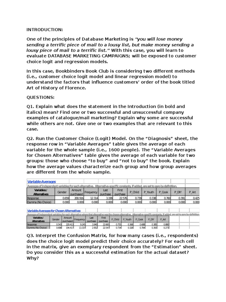 Bookbinders Case 2 | PDF | Logistic Regression | Regression Analysis
