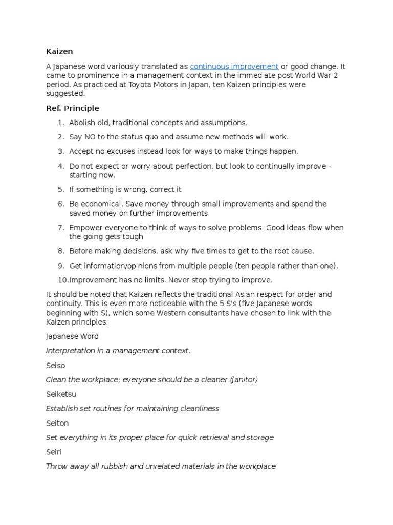 Kaizen: Continuous Improvement | Download Free PDF | Business | Science