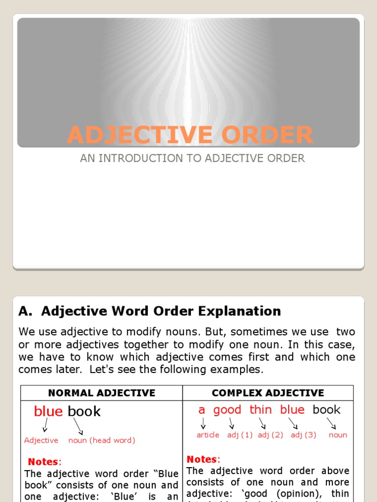 Adjective Order | PDF | Adjective | Noun