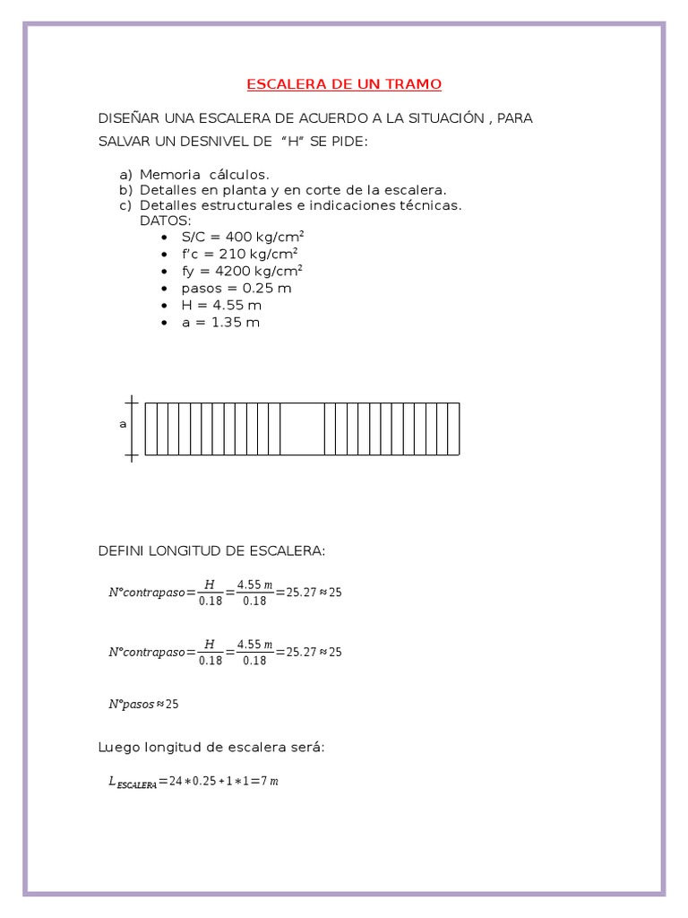 Diseño de Escalera de Un Tramo | PDF
