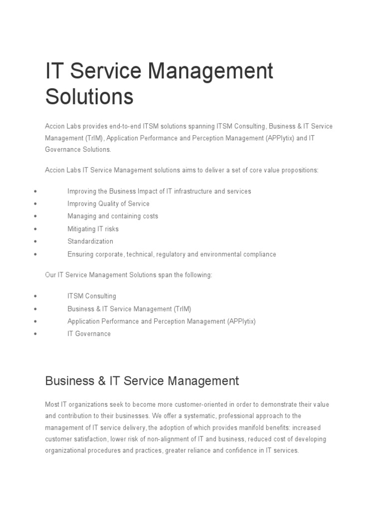Business & IT Service Management | PDF | Information Technology ...