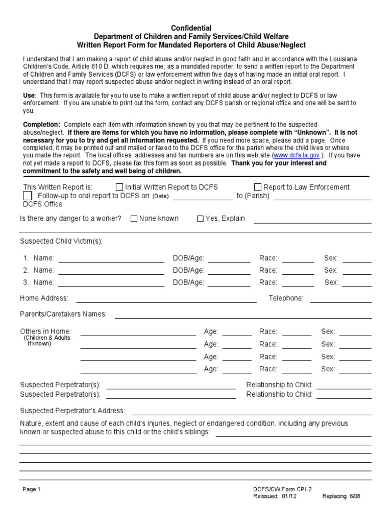 Mandated Reporter Form | Download Free PDF | Child Protective Services ...