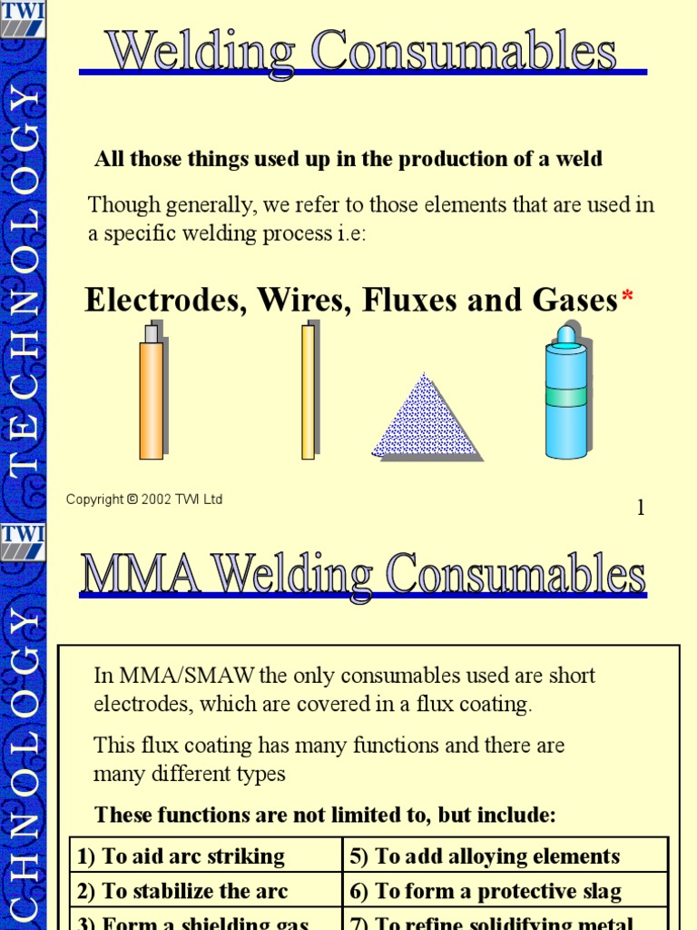 Consumables General Powerpoint | PDF | Welding | Construction