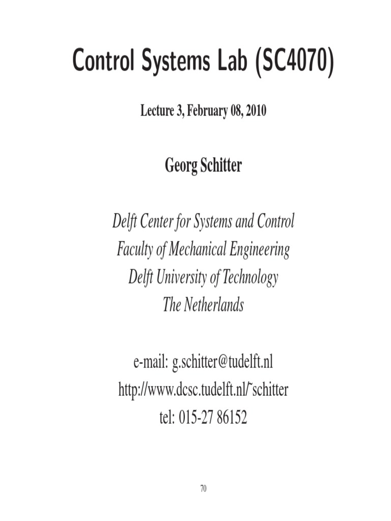 Control Systems Lab (SC4070) : Georg Schitter | PDF | Control Theory ...