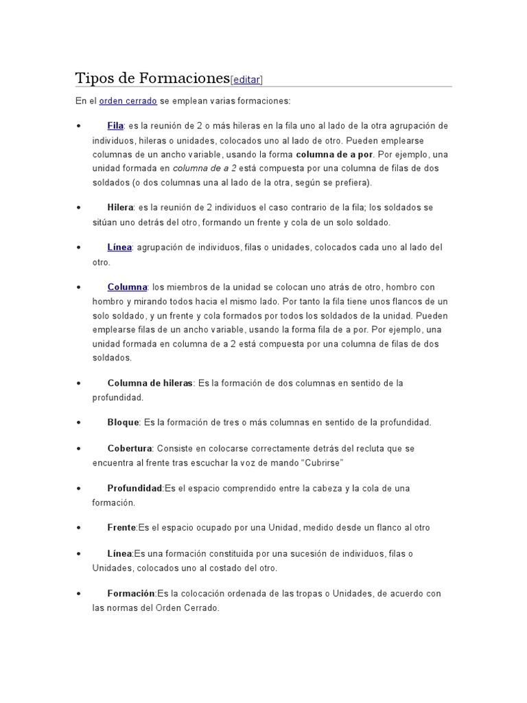 Tipos de Formaciones | PDF | Pie | Mano