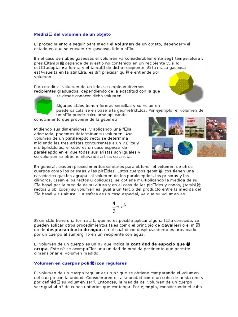 Formulas de Volumen | PDF | Volumen | Unidades de medida