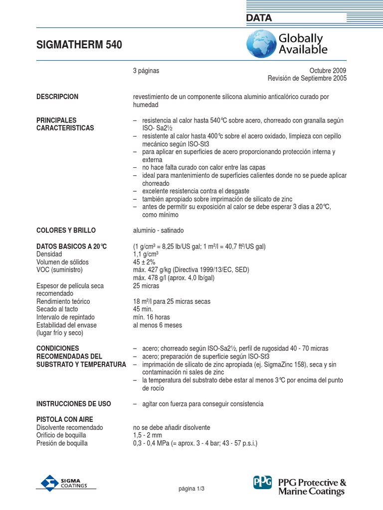 HT Sigmatherm 540 | PDF | Solvente | Aluminio