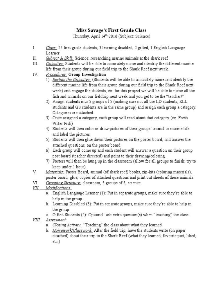 Edu 220 Lesson Plan 2 | PDF | Language Arts & Discipline