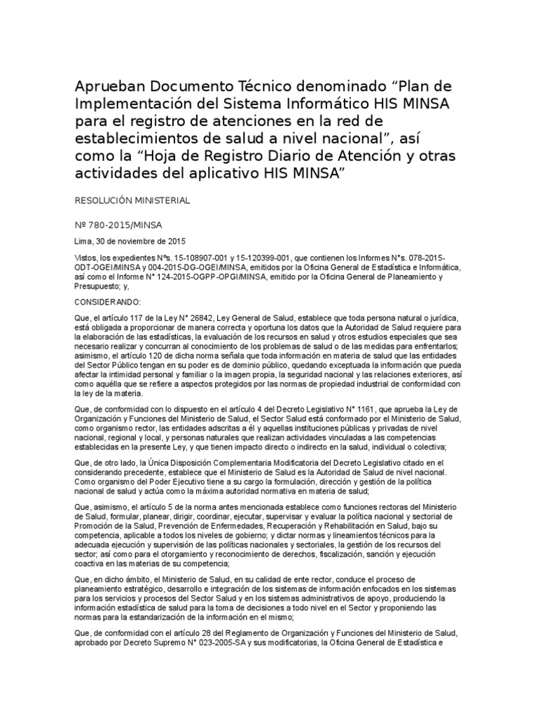 Normatividad para Implementacion Del His-Minsa | PDF | Planificación ...