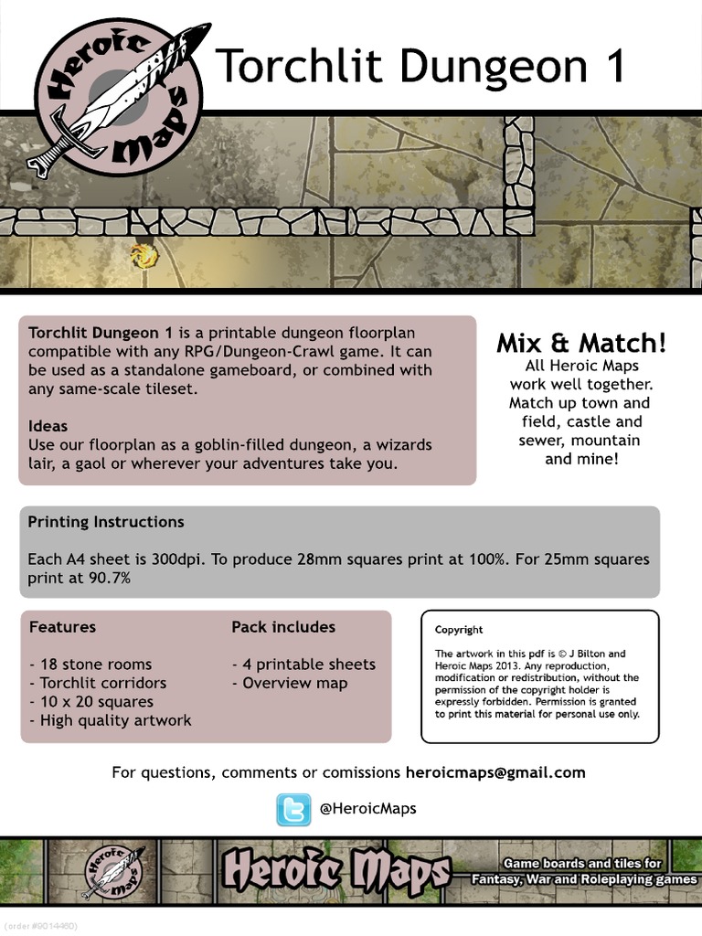HeroicMaps Torchlit Dungeon 1 | PDF | Language Arts & Discipline