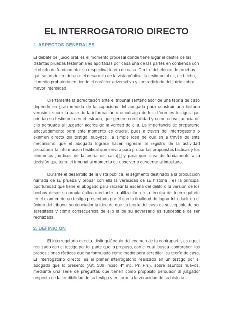 El Interrogatorio Directo | Testimonio | Verdad