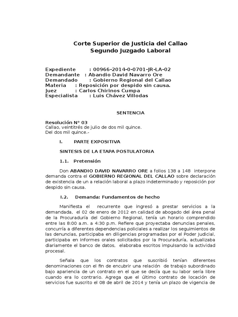Sentencia Laboral Pdf Derecho Laboral Constitución