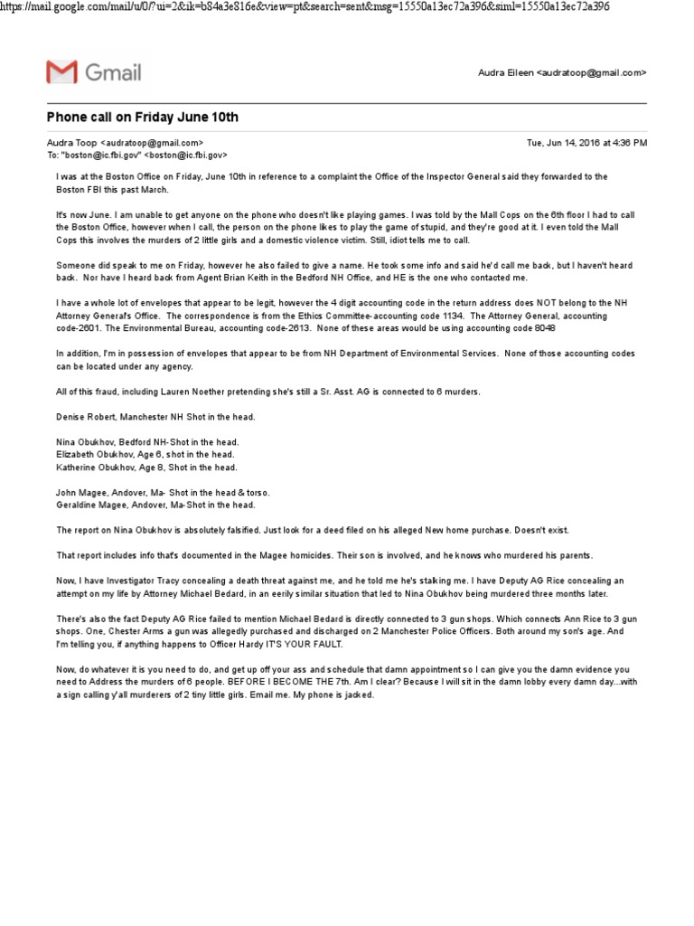 Email to FBI 6142016 | Federal Bureau Of Investigation | United States ...