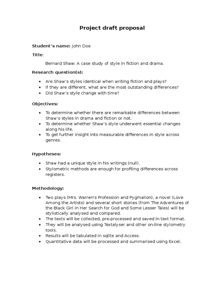 Project Draft Proposal: Student's Name: John Doe Title | PDF