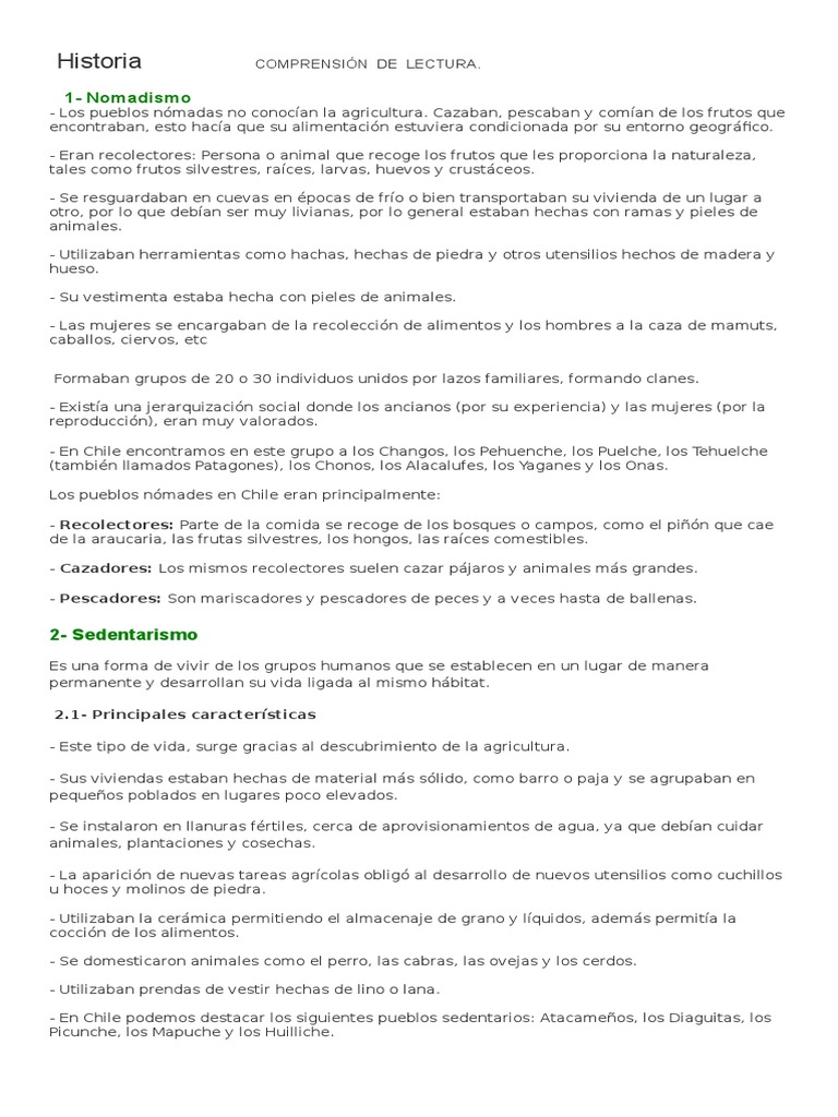 Historia Comprensión de Lectura | PDF | Nómada | Agricultura