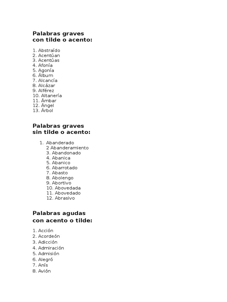 Palabras Graves | PDF | Cocina, comidas y vino | Artes del Lenguaje y ...