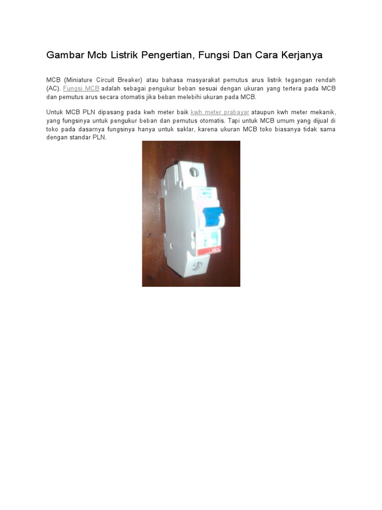 Gambar MCB Listrik Pengertian | PDF