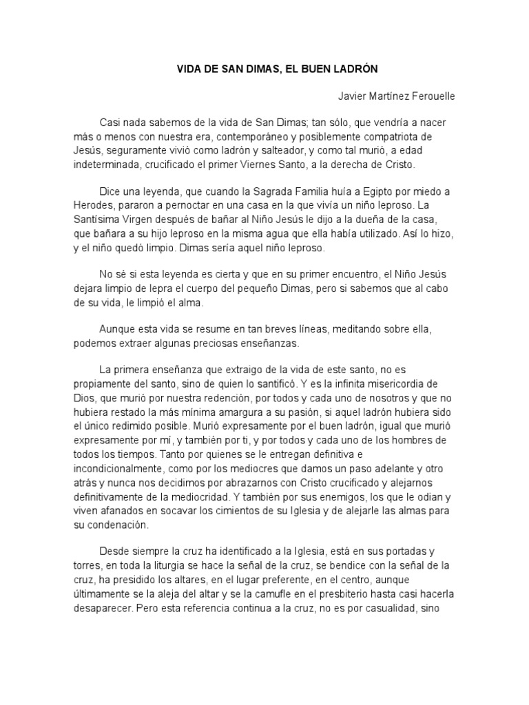 Vida de San Dimas | PDF | Cristo (título) | María, madre de Jesús