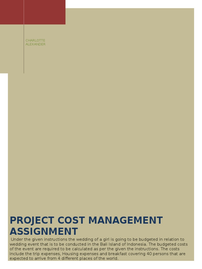Project Cost Management Assignment | PDF | Expense | Budgets And Budgeting